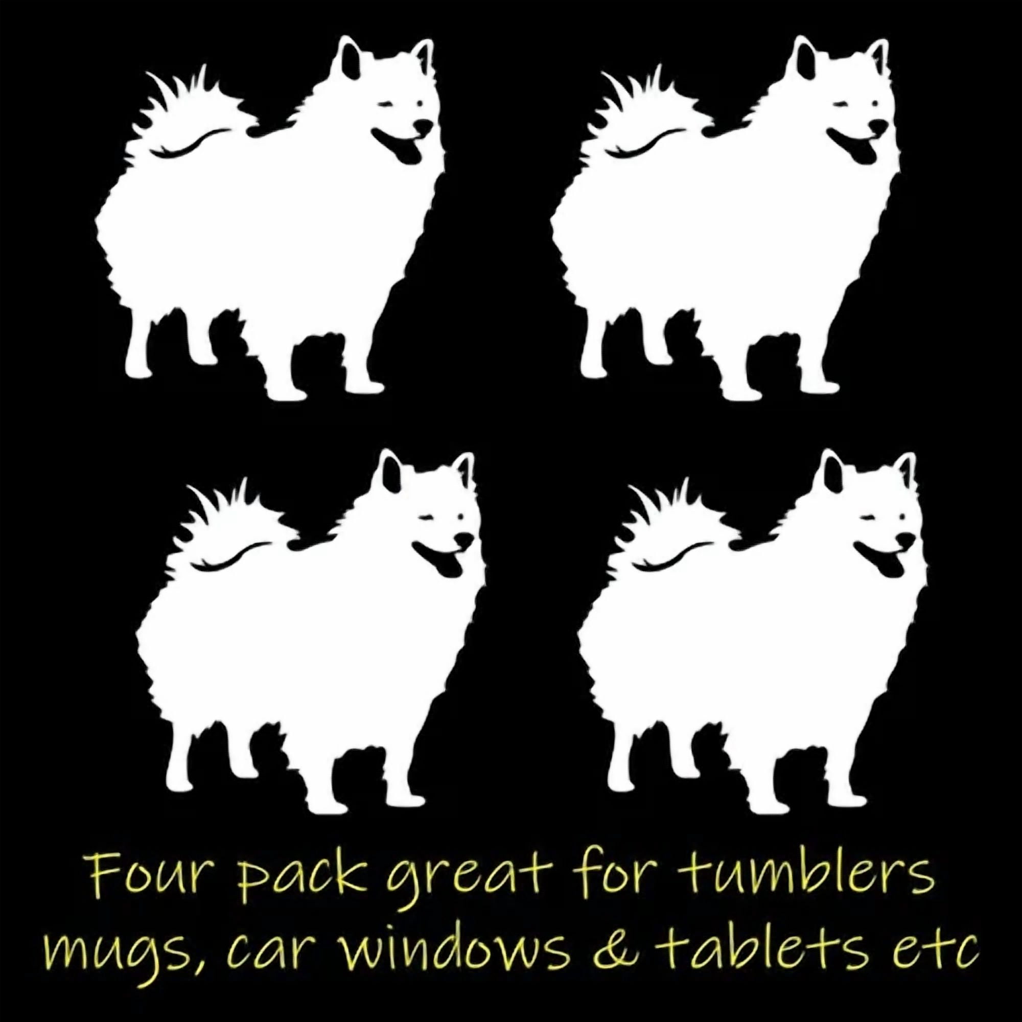 American Eskimo Four Pack 4" White Vinyl Decals Car Truck Windows ...