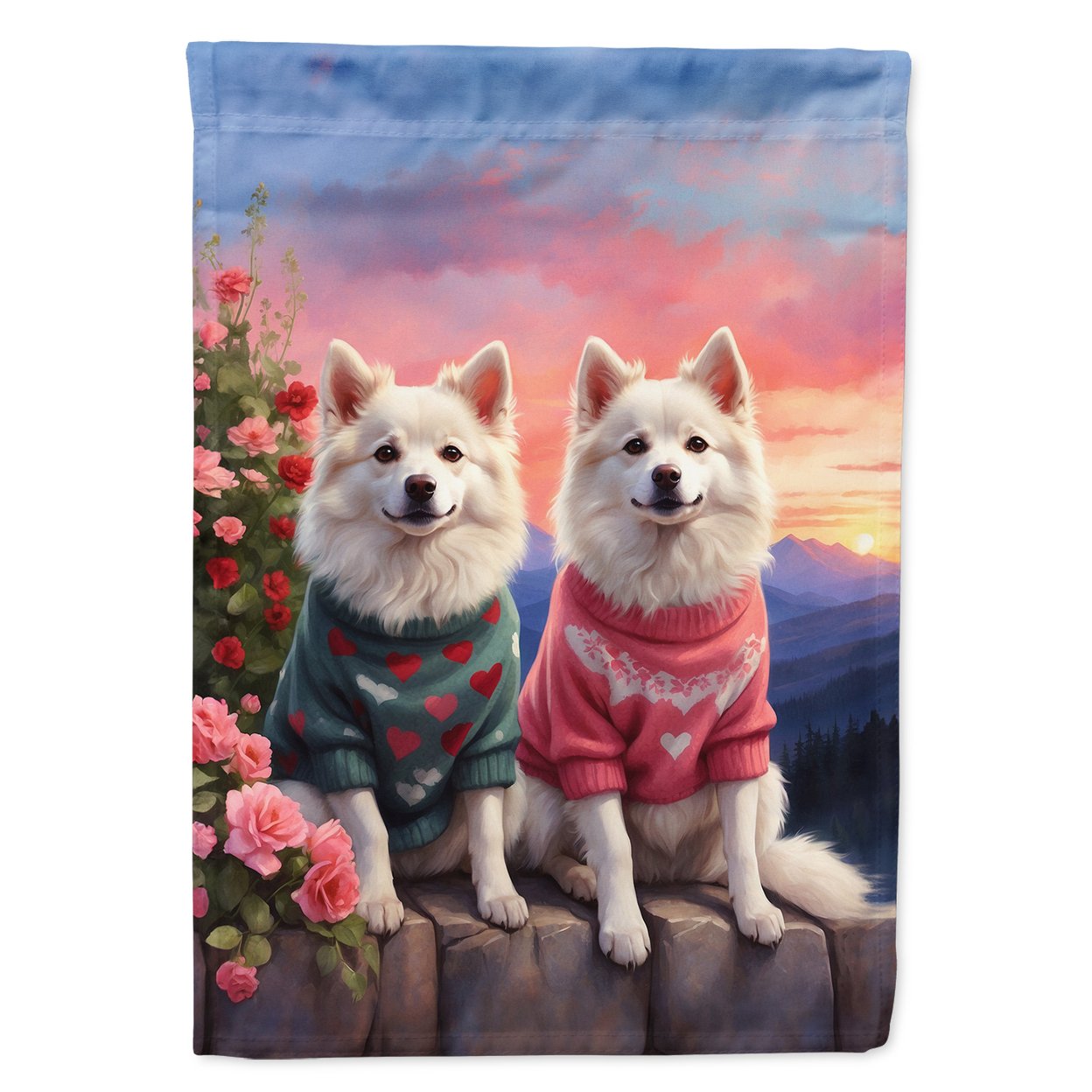 American Eskimo Two Hearts House Flag 28 in x 40 in - Walmart.com