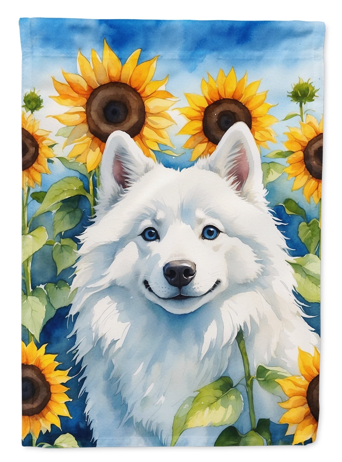 American Eskimo in Sunflowers House Flag 28 in x 40 in - Walmart.com