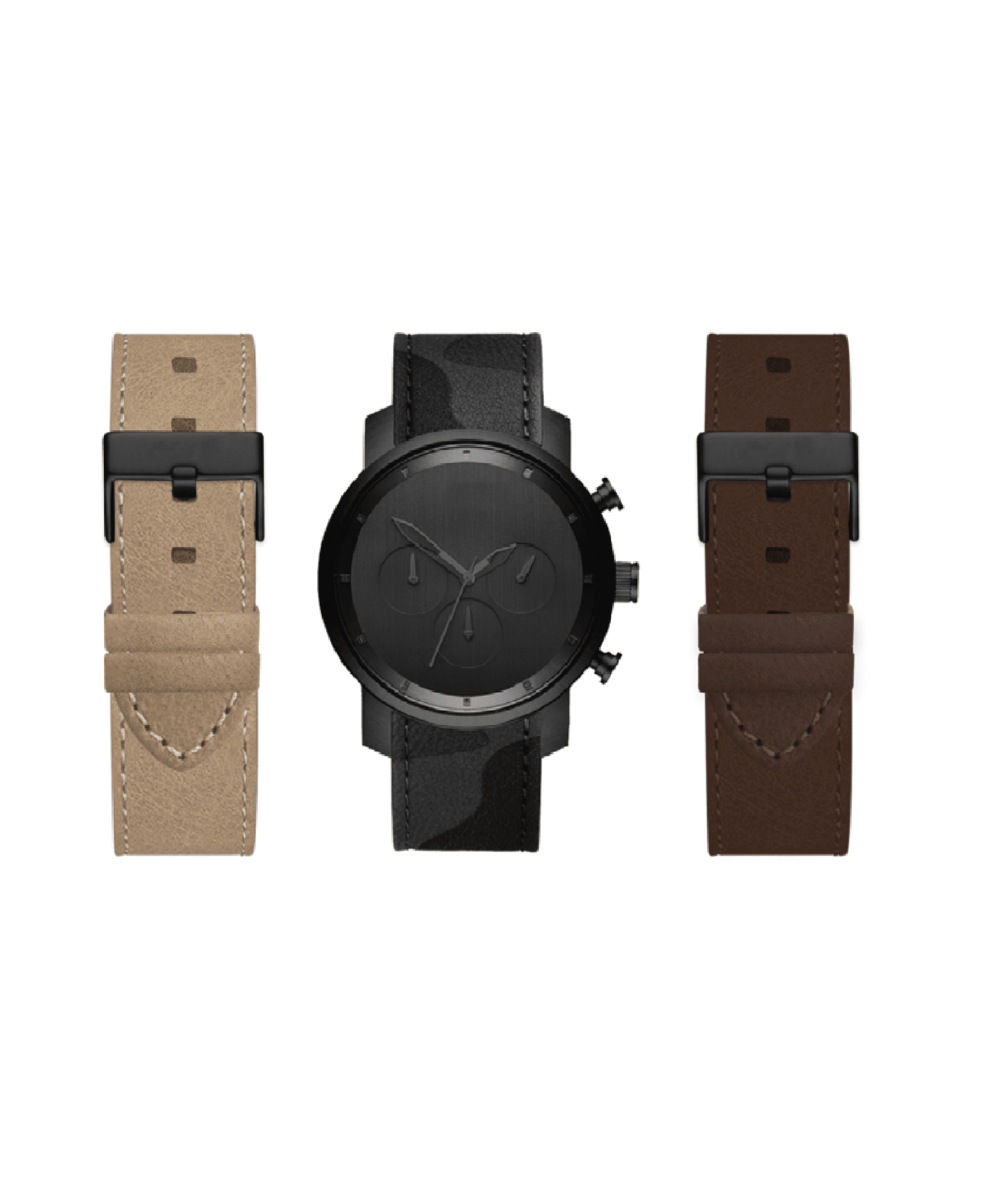 American Exchange Men's Chronograph Black Camo Leather Analog Watch ...