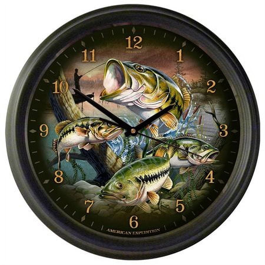 American Expedition 16" Wall Clock - Largemouth Bass Collage - Walmart.com