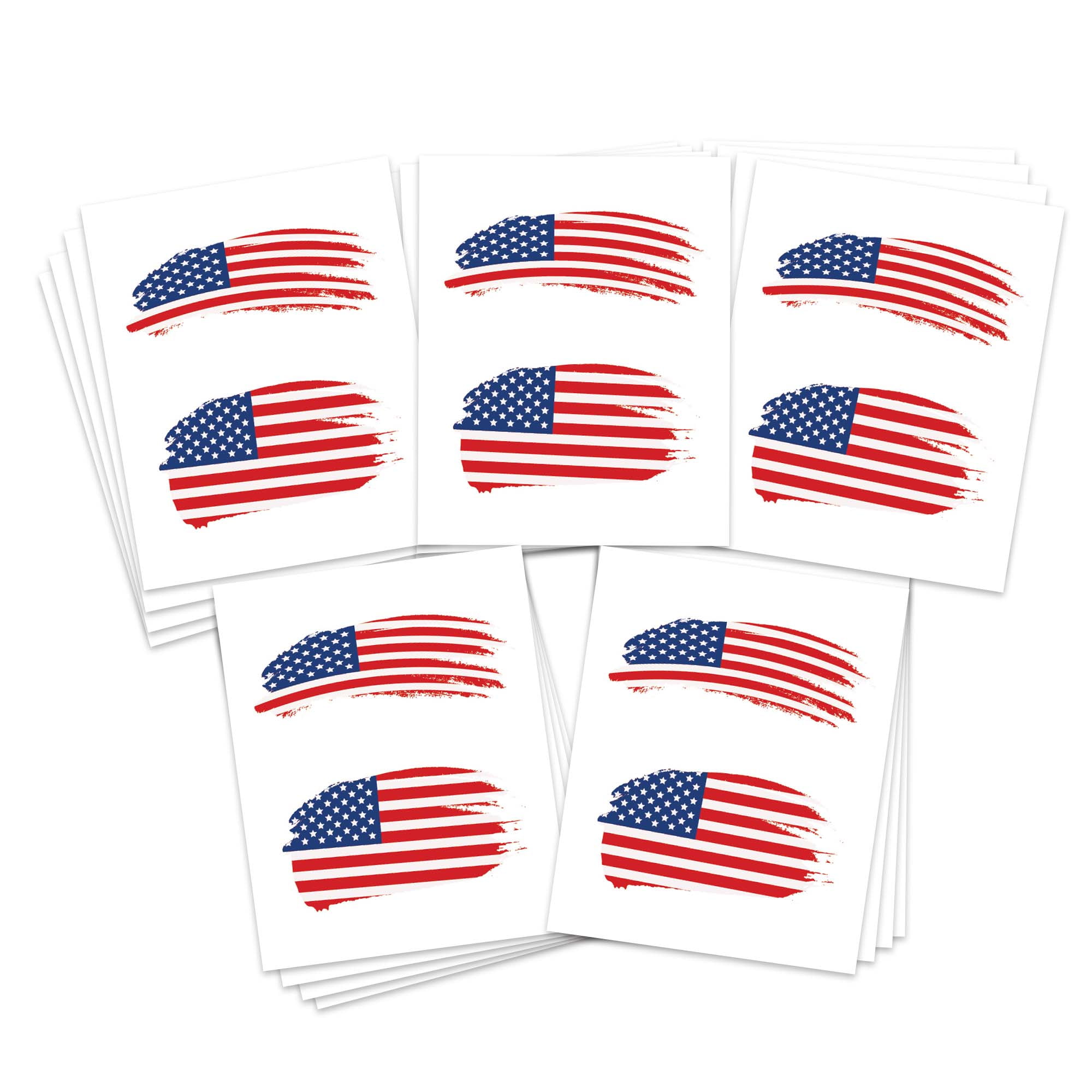 American Face Flags Temporary Tattoos | Pack of 20 Double Tattoos | Red ...