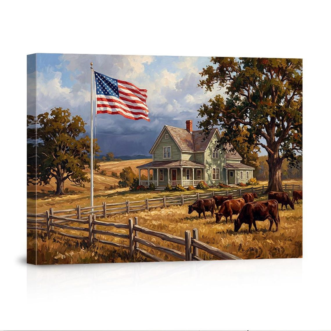 American Farmhouse Flag Vintage Rural Landscape Rustic Country Home ...