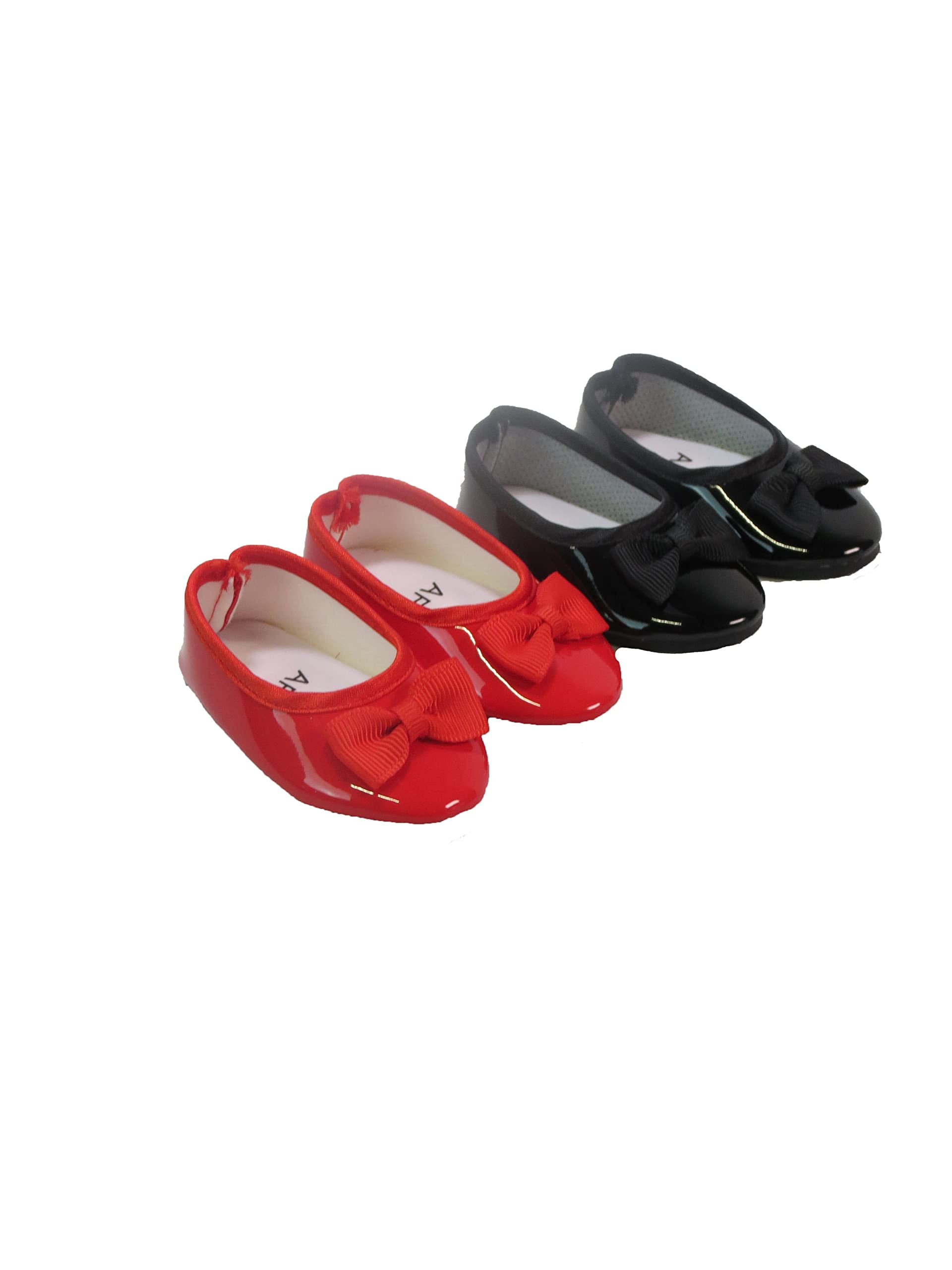 American Fashion World Black and Red Bow Flats for 18in Dolls - Walmart.com
