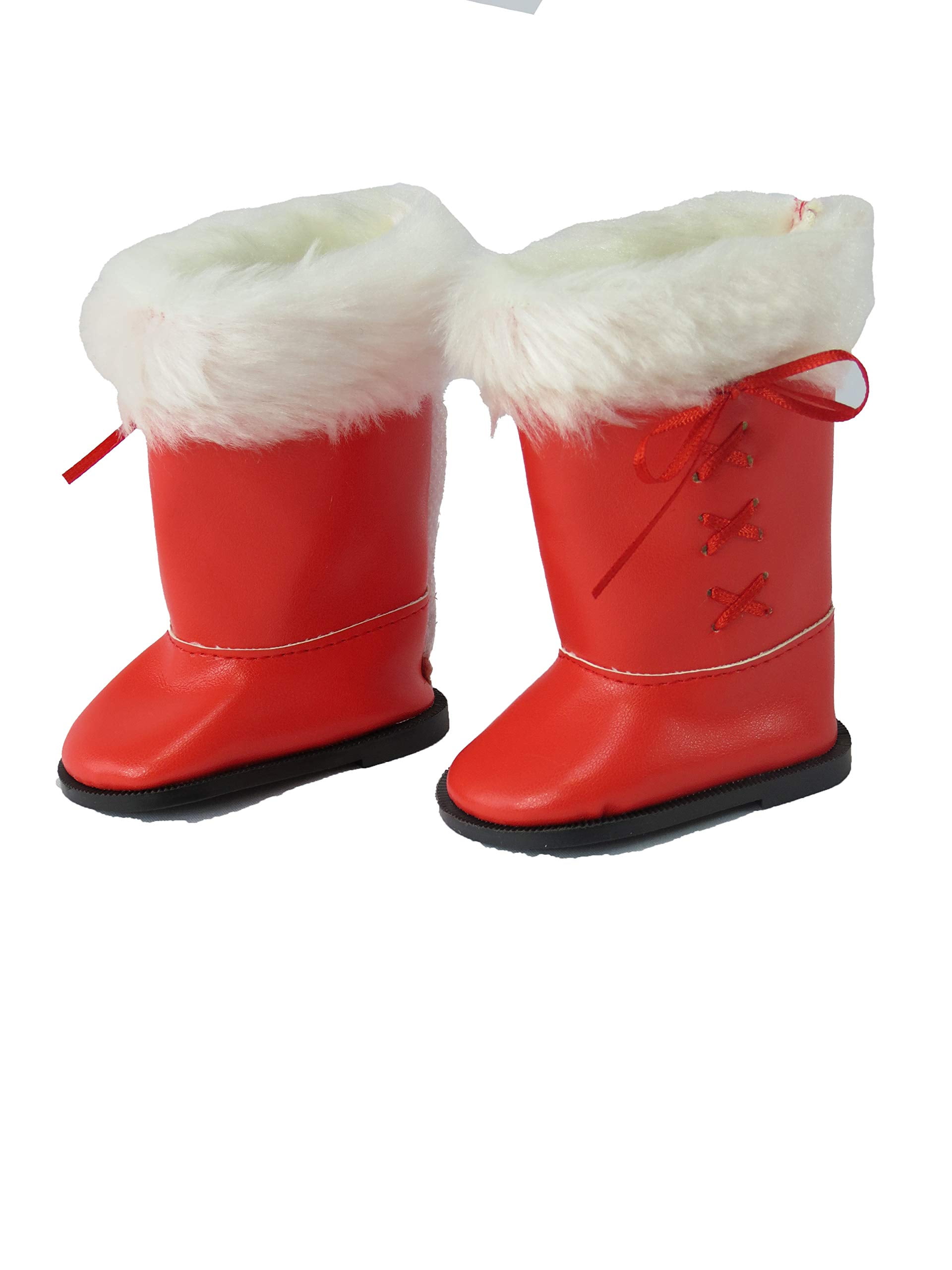 American Fashion World Red Snow Boots with White Fur Made for 18 inch ...