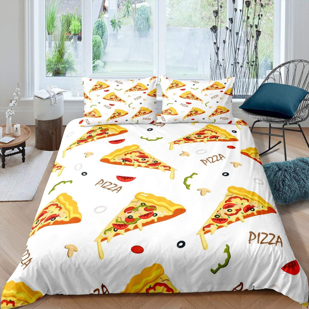 American Fast Food Duvet Cover Pizza Hotdog Hamburger Print Bedding ...