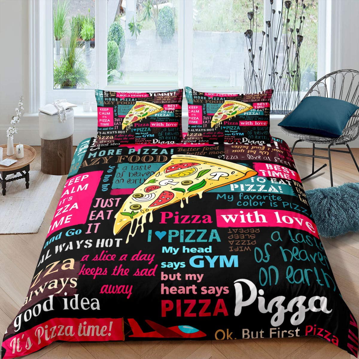 American Fast Food Duvet Cover Pizza Hotdog Hamburger Print Bedding ...