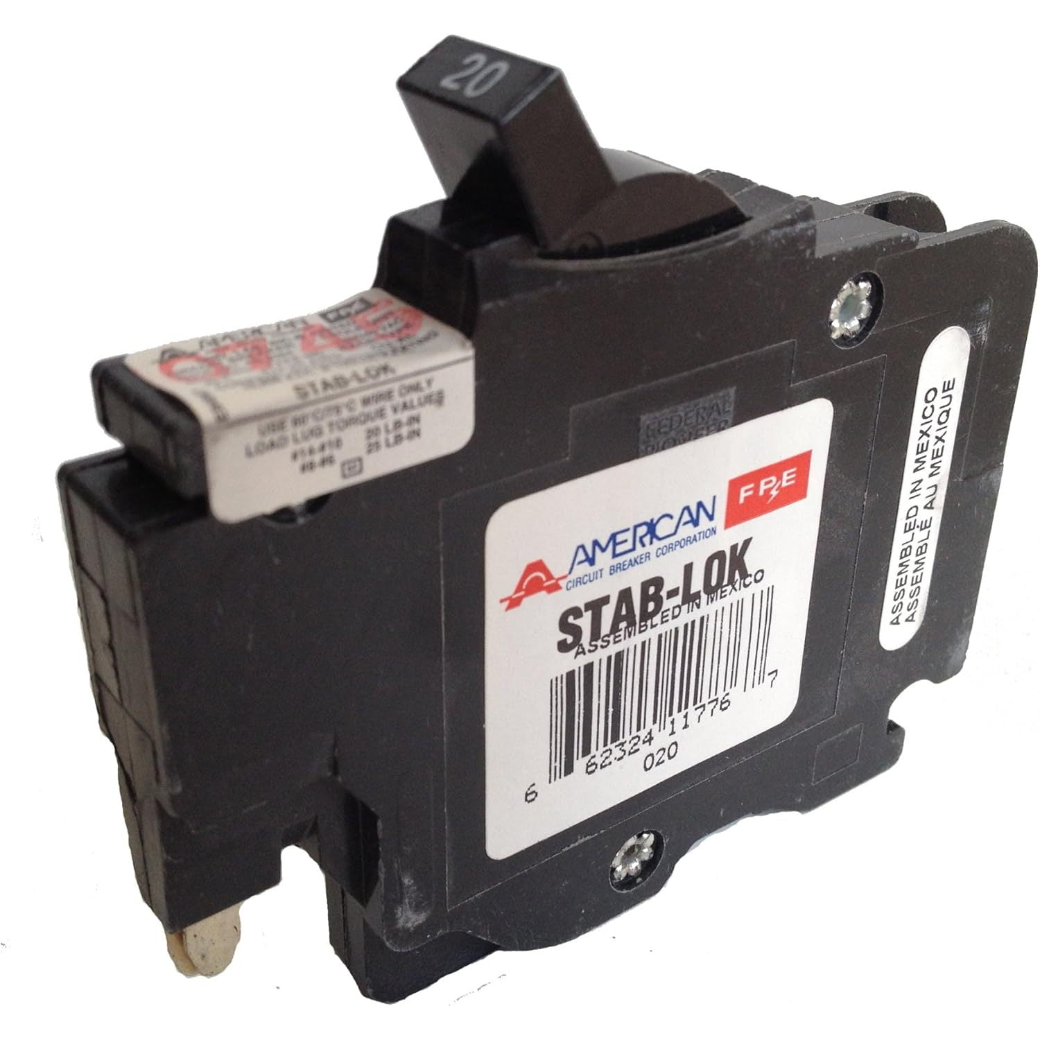 American/Federal Pacific Circuit Breaker, 1-Pole 20-Amp Thin Series ...