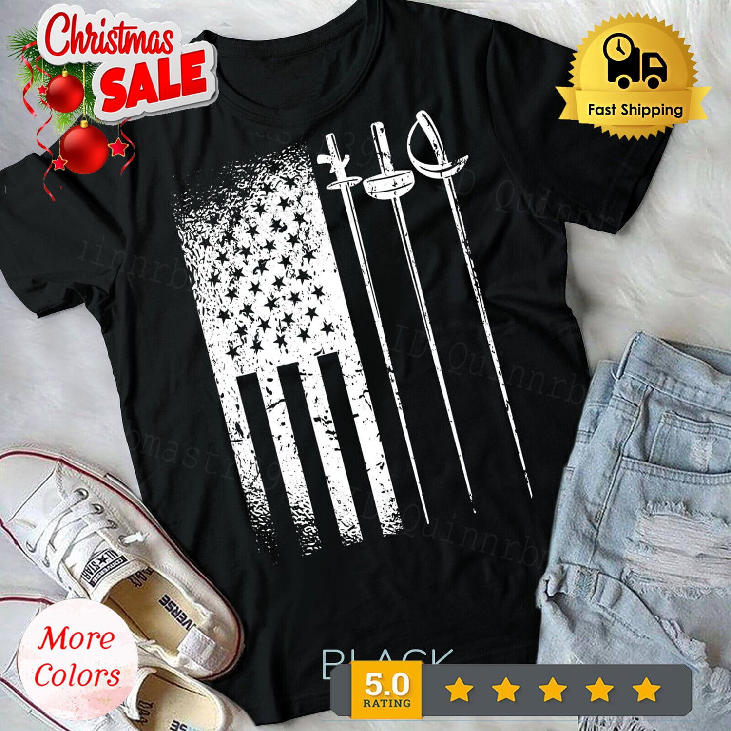 American Fencing Gear Patriotic Usa Flag Fencer 4Th Of July Unisex T ...