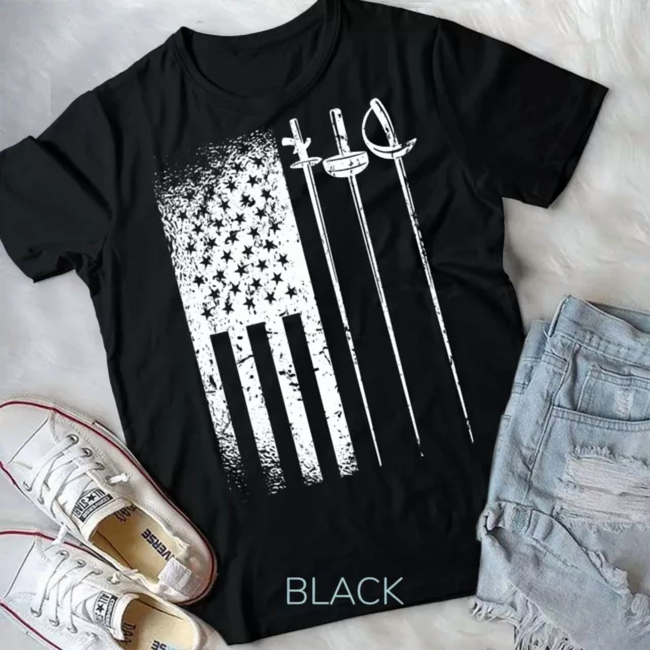 American Fencing Gear Patriotic Usa Flag Fencer 4Th Of July Unisex T ...