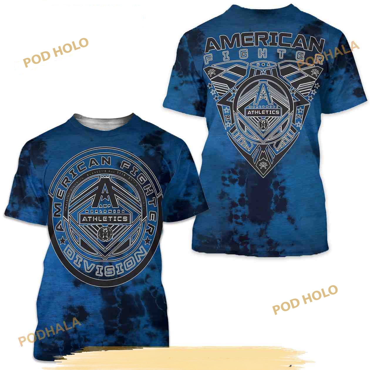 American Fighter Men 3D Shirt Powell Athletic Blue - Walmart.com