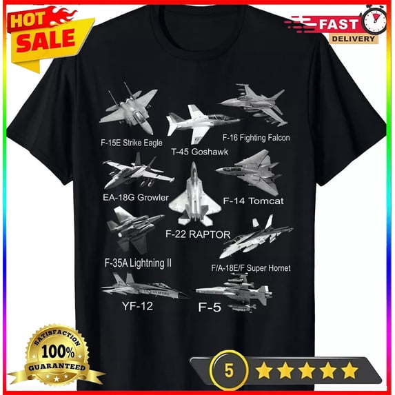 American Fighters Jets F22 Raptor F14 Tomcat Plane Spotting T-Shirt ...