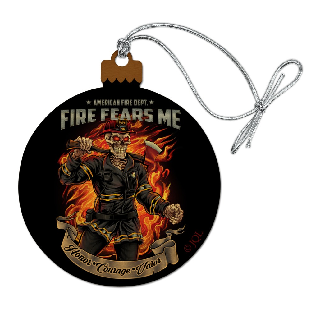 American Fire Department Firefighter Skeleton Fears Me Wood Christmas ...