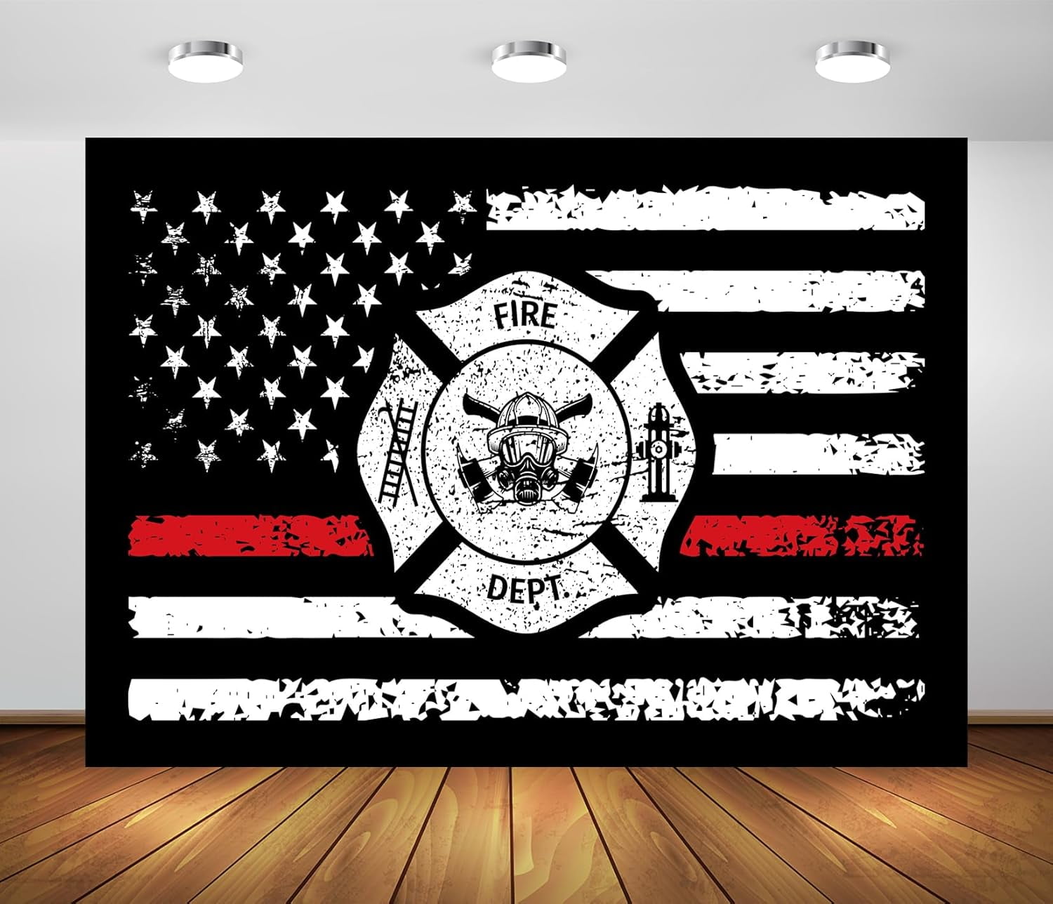 American Fire Department Flag Backdrop Red Line American Flag ...