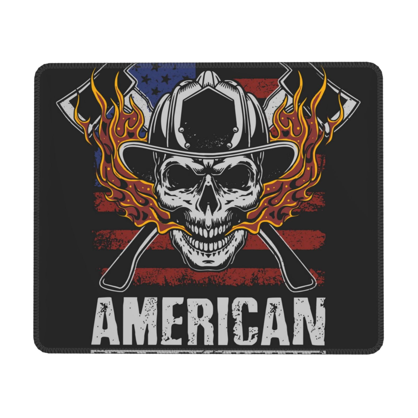 American Fire Fighter Skull Mouse Pad Non-Slip Rubber Gaming Mousepad ...