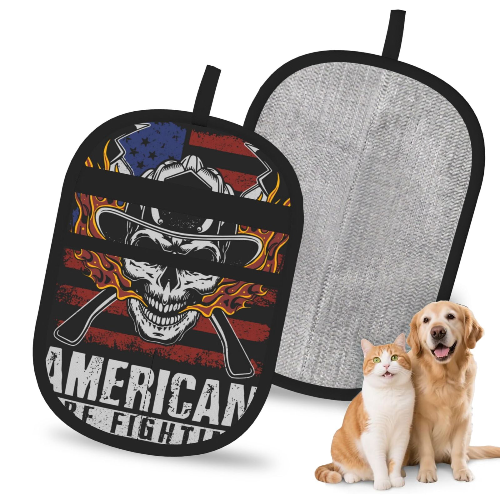 American Fire Fighter Skull Pet Hair Remover Glove, Reusable Dog & Cat ...