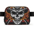 American Fire Fighter Skull Square Fanny Pack Fashion Belt Bag with ...
