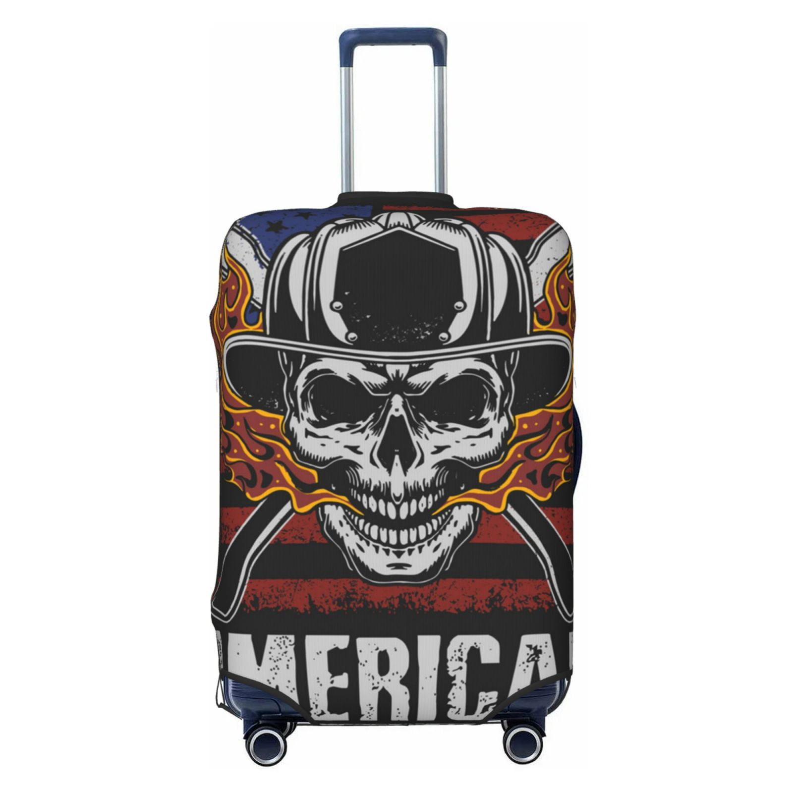 American Fire Fighter Skull Travel Luggage Cover Suitcase Protector ...