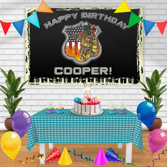 American Fire Rescue Cake Topper Birthday Banner Personalized Party ...