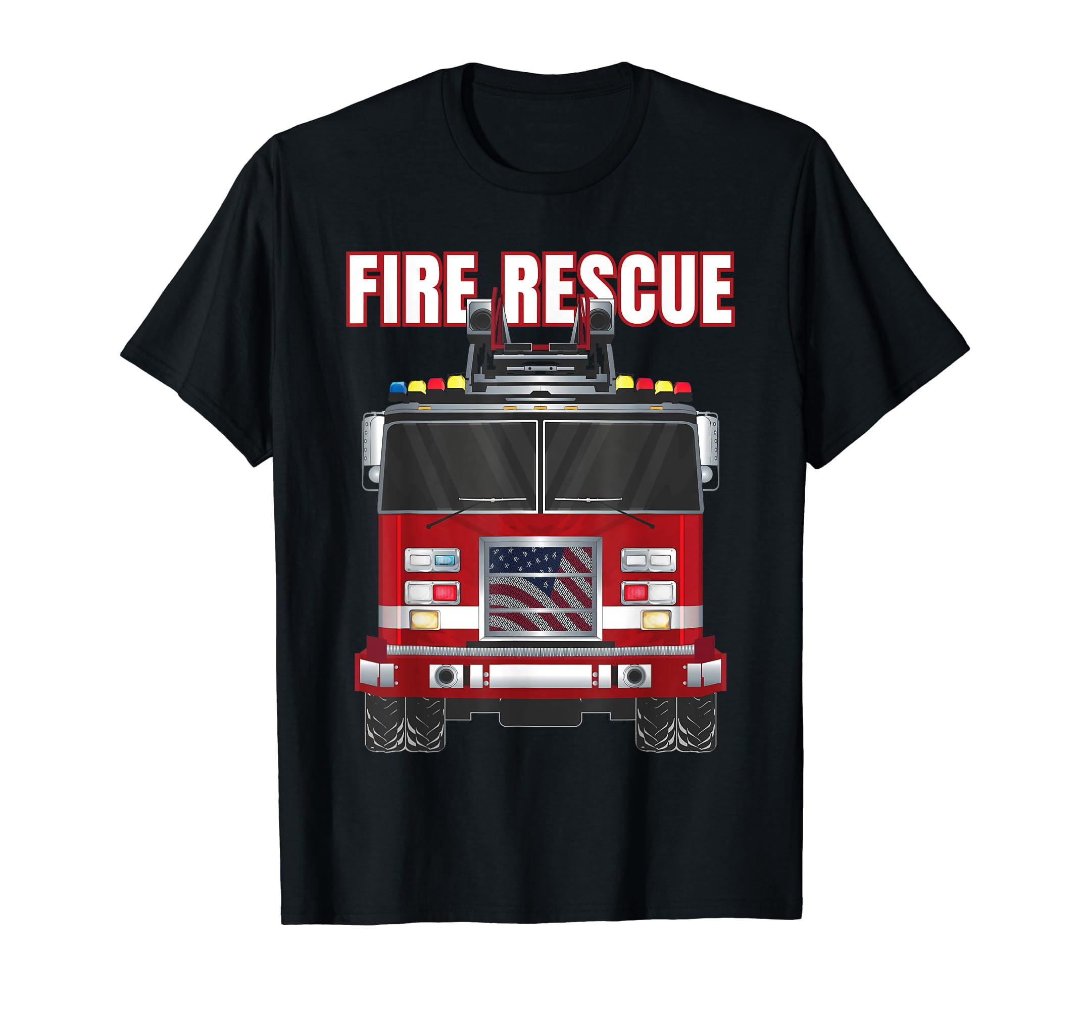 American Fire Rescue Firefighter Department Truck Fireman T-Shirt ...