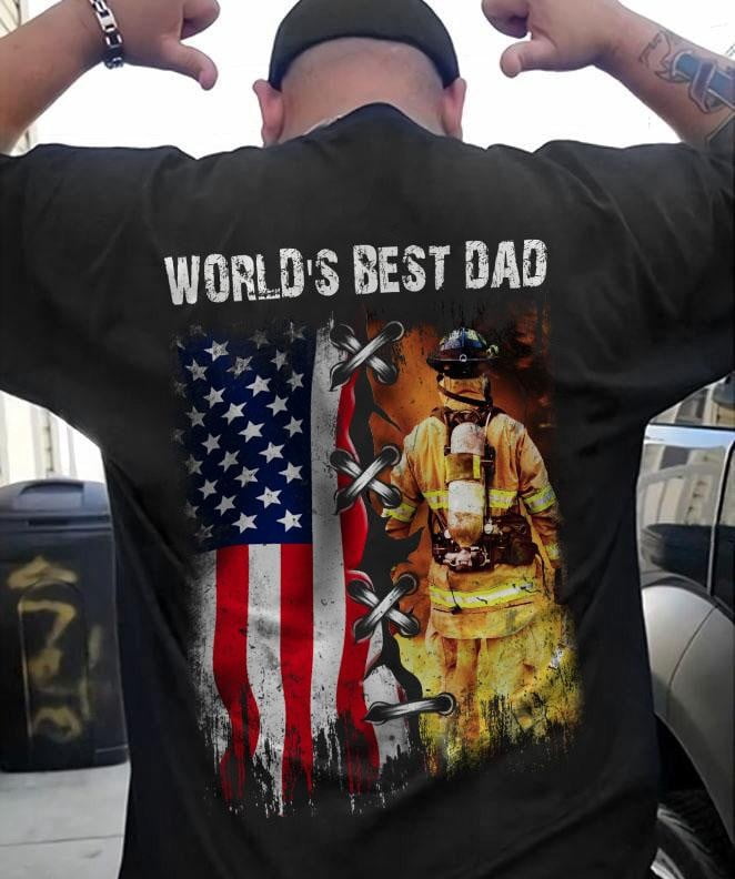 American Firefighter World'S Best Dad Graphic Unisex T Shirt Hoo ...