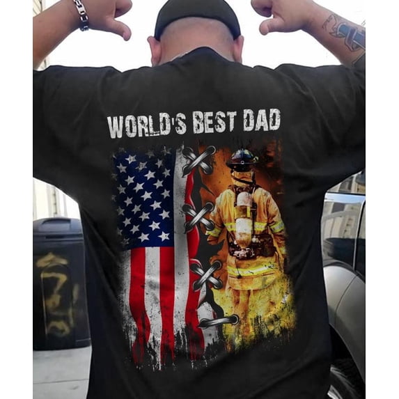 American Firefighter World'S Best Dad Graphic Unisex T Shirt Hoo ...