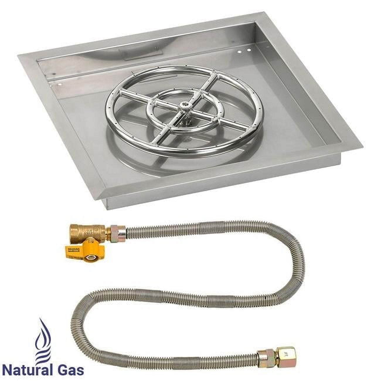 American Fireglass 18 in. Square Stainless Steel Drop-In Pan with Match ...