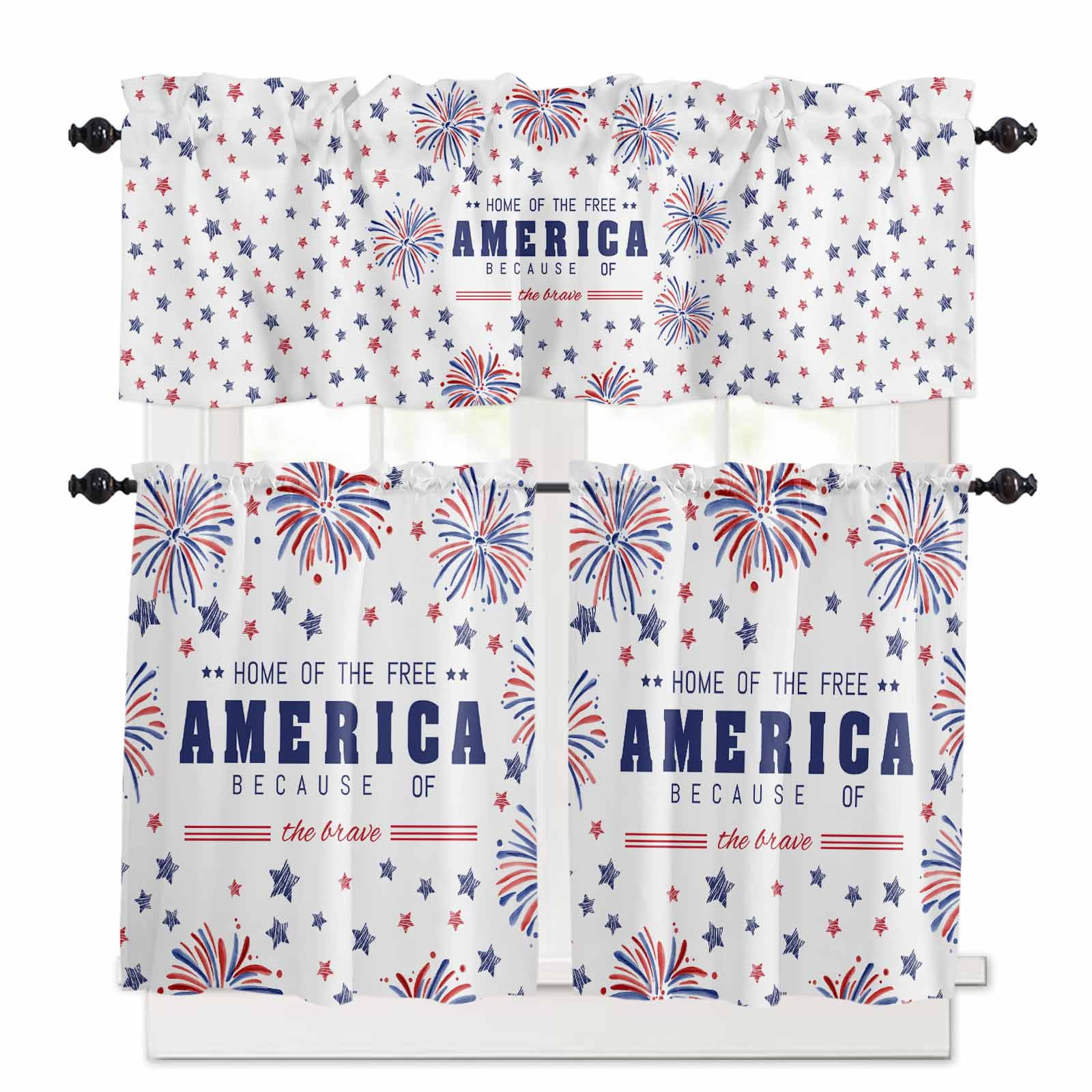 American Firework Kitchen Curtains and Valances Set, Rod Pocket ...