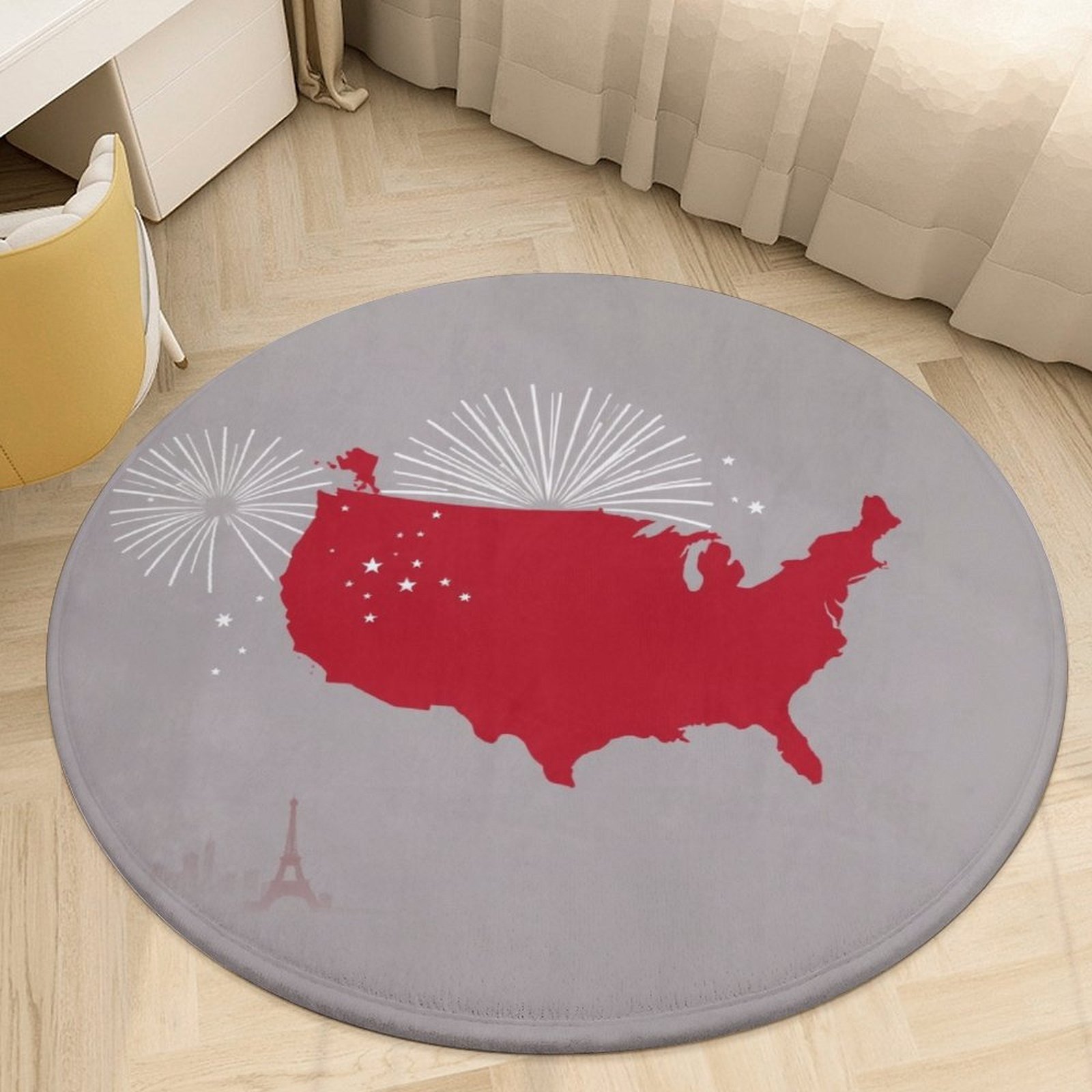 American Fireworks Celebration Area Rug Round Carpet Rug for Living ...