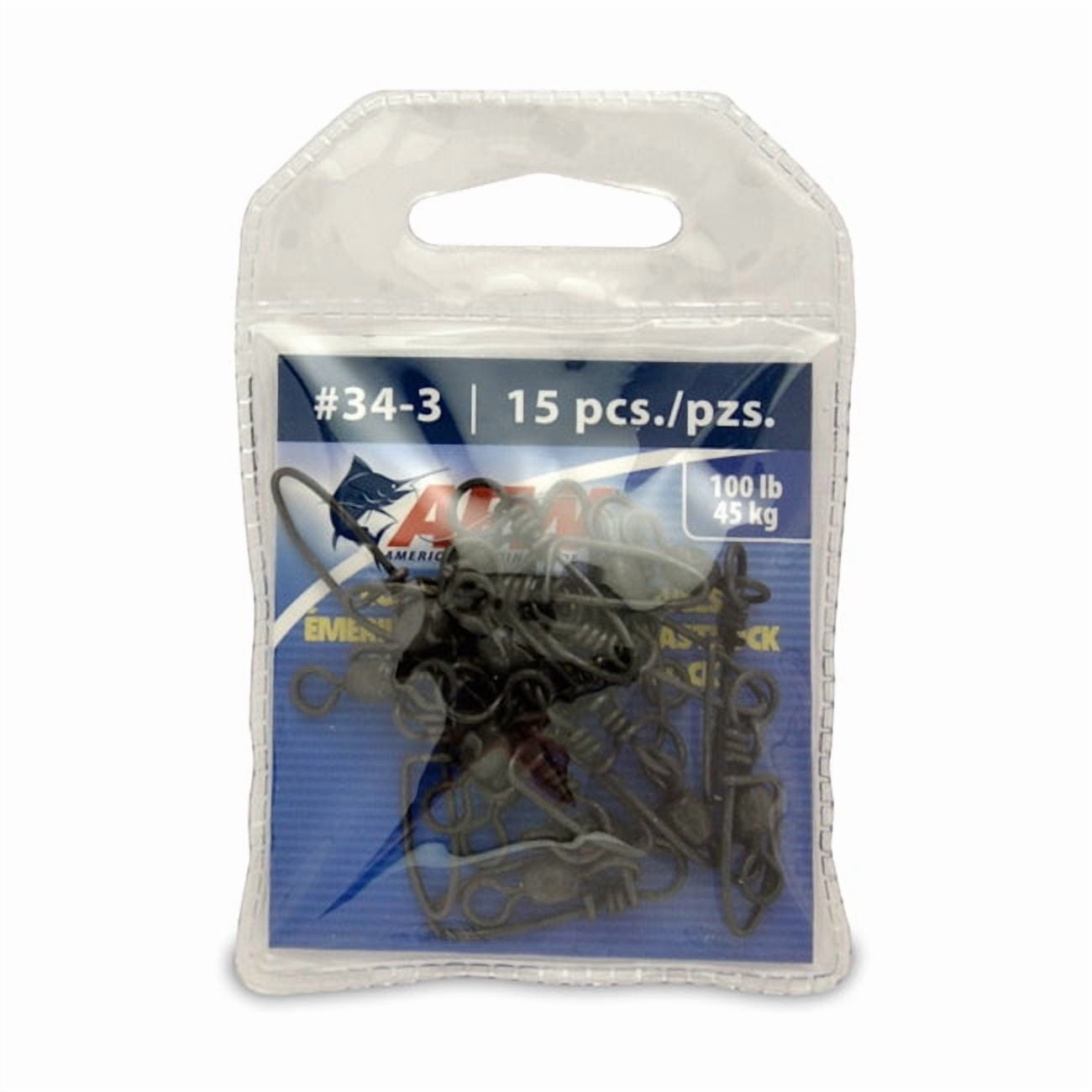 American Fishing Wire Brass Coastlock Snap Swivels Black/100 Pound Test ...
