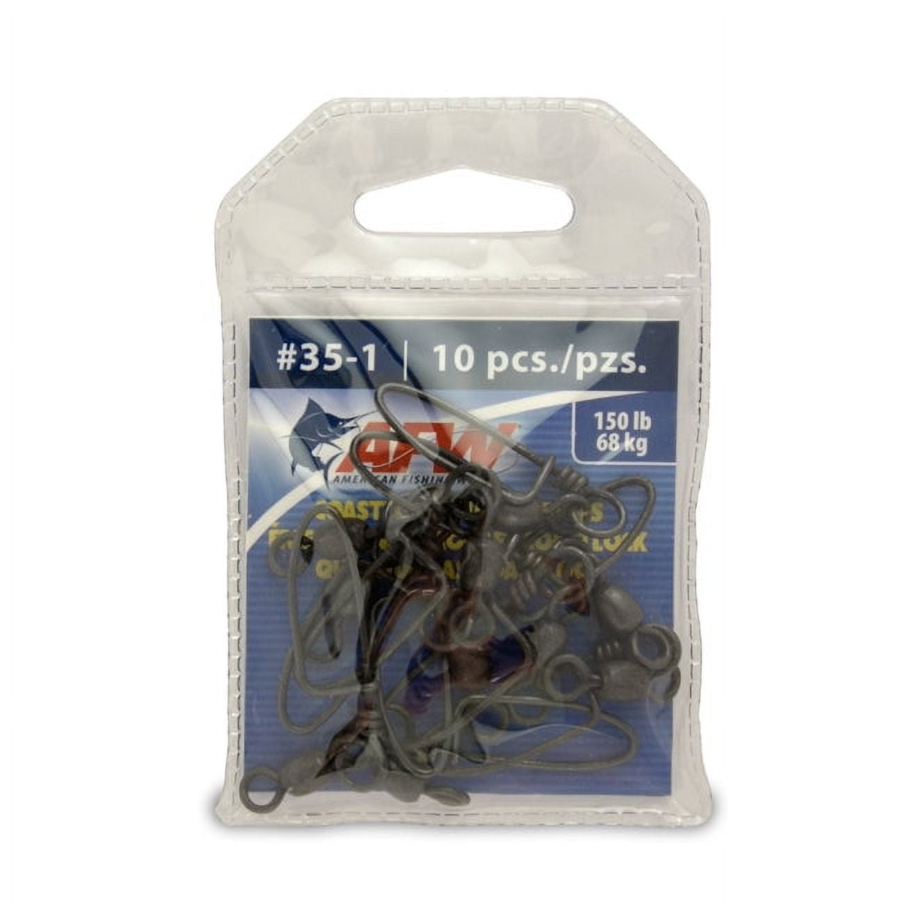 American Fishing Wire Brass Coastlock Snap Swivels (Black/150 Pound ...