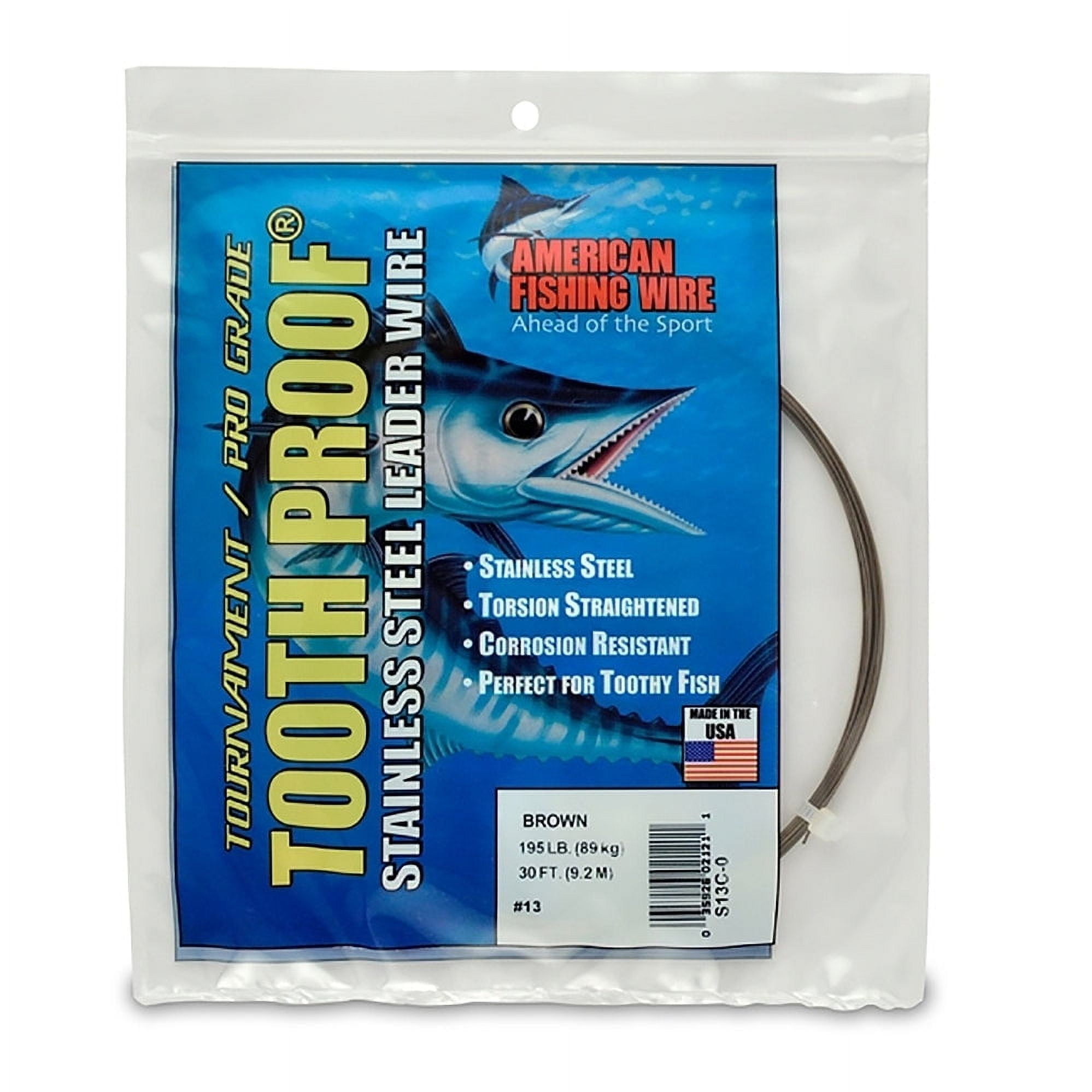 American Fishing Wire Tooth Proof Stainless Steel Single Strand Leader ...