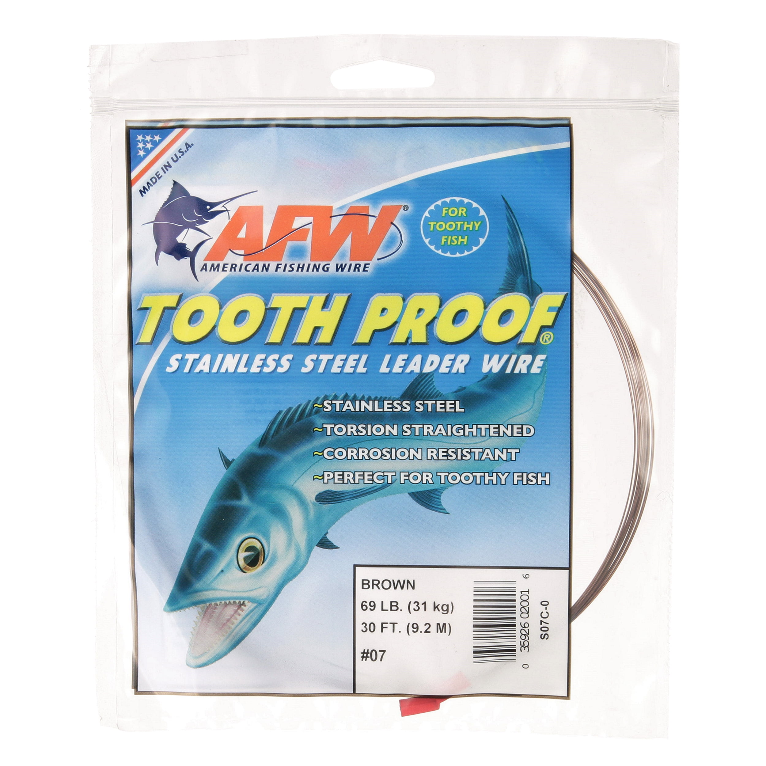 American Fishing Wire Tooth Proof 69lb Fishing Line, 30ft - Walmart ...