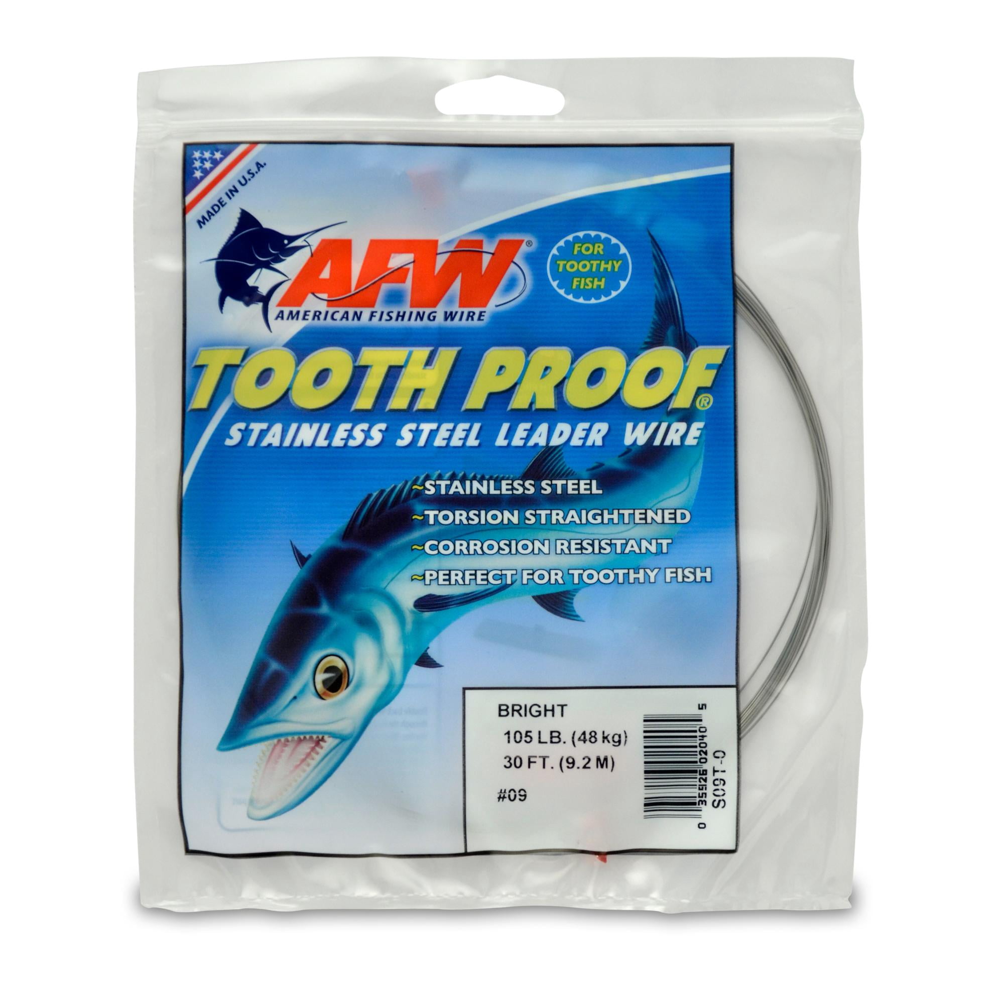 American Fishing Wire Tooth Proof Stainless Steel Single Strand Leader ...