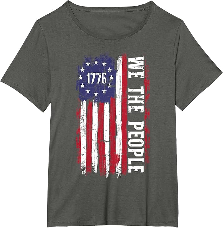 American Flag 1776 We the People for Independence Day T-shirt, Black ...
