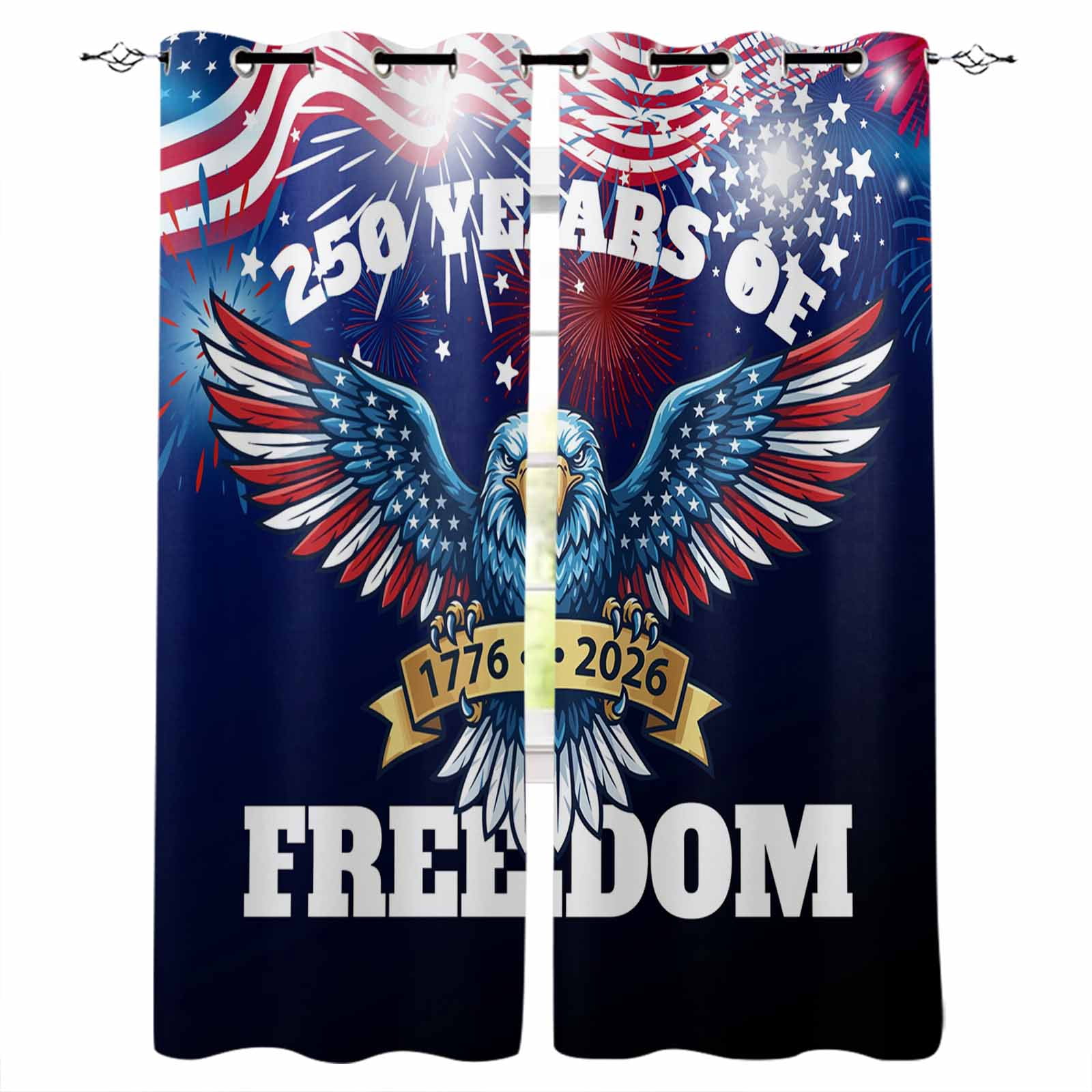 American Flag 250 Year Anniversary Blackout Curtains for Bedroom/Living ...