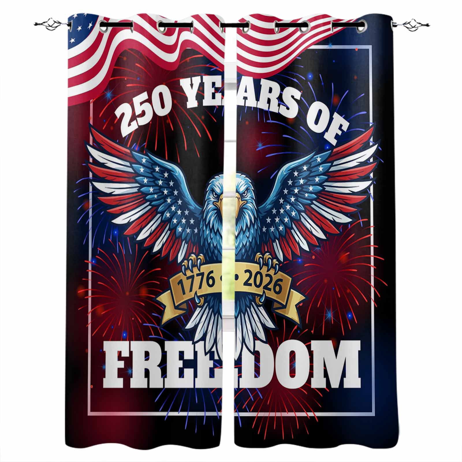 American Flag 250 Year Anniversary Blackout Curtains for Bedroom/Living ...