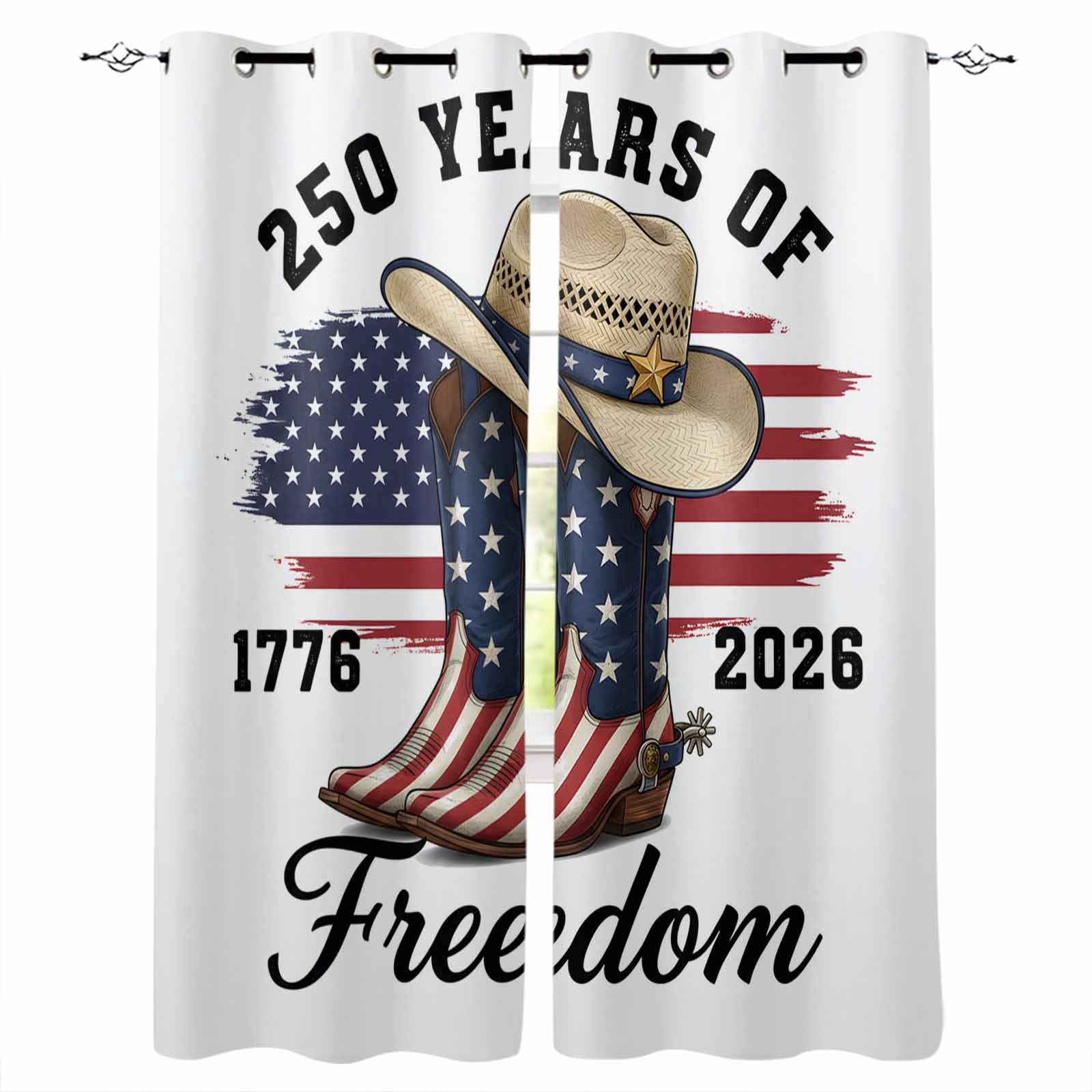 American Flag 250 Year Anniversary Blackout Curtains for Bedroom/Living ...