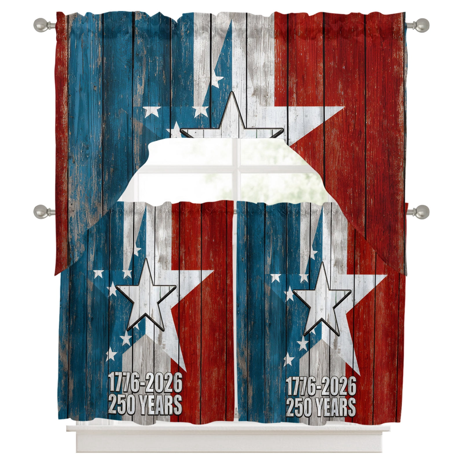 American Flag 250 Year Anniversary Kitchen Curtains Swag Valance and ...