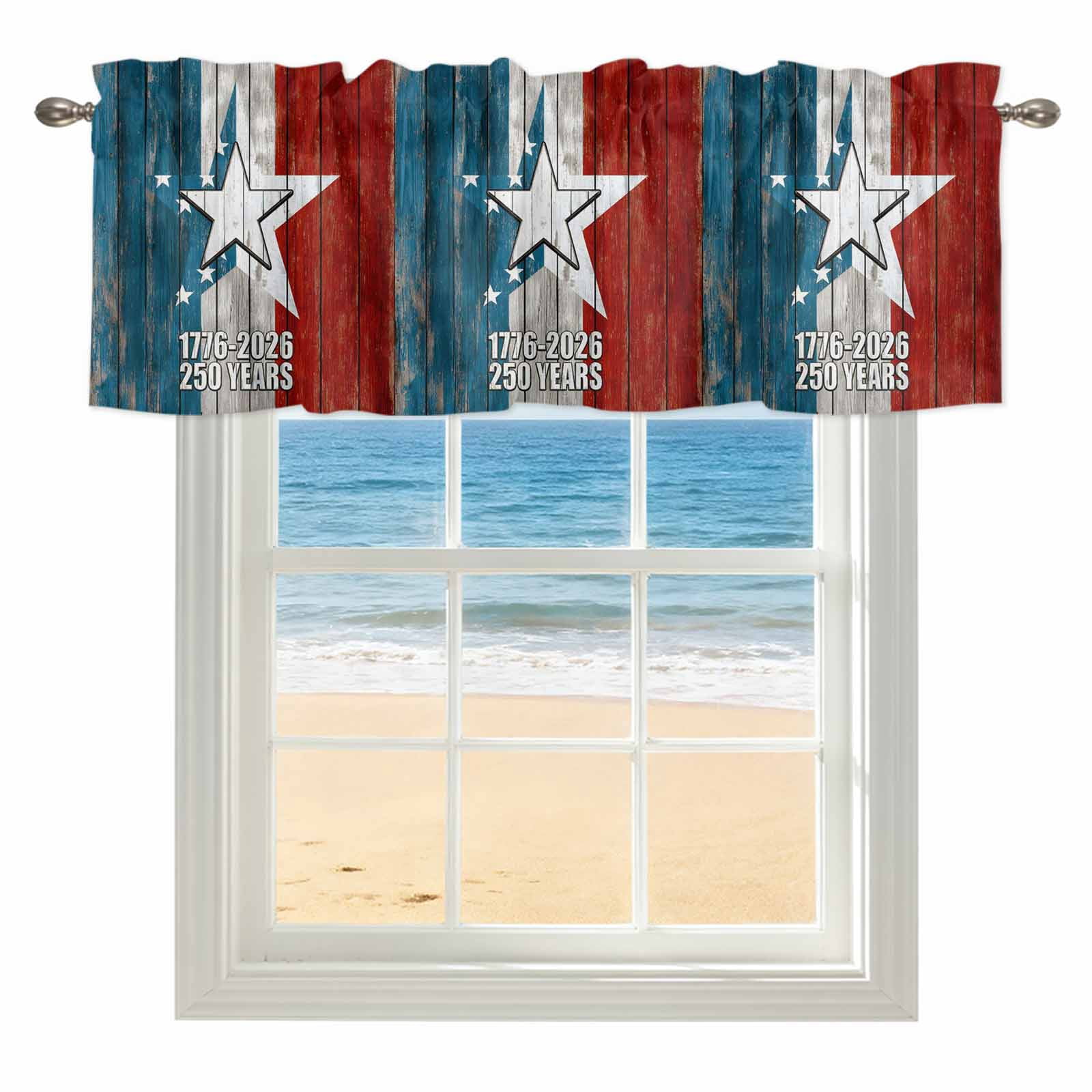 American Flag 250 Year Anniversary Kitchen Valances for Windows 42x12 ...