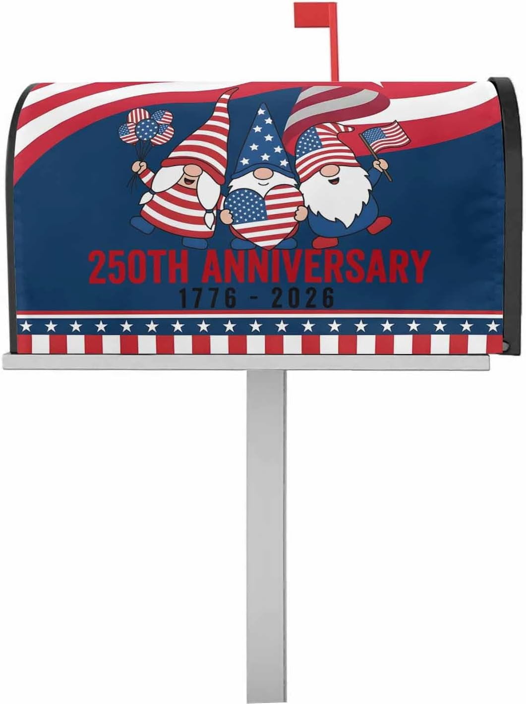 American Flag 250 Year Anniversary Mailbox Covers Magnetic, Gnomes Blue ...