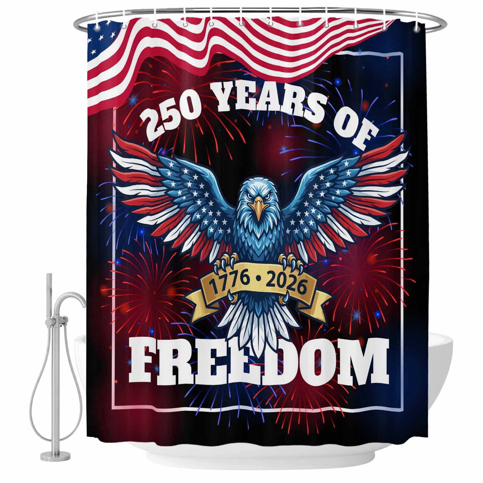 American Flag 250 Year Anniversary Shower Curtain Set - 72" x 78 ...