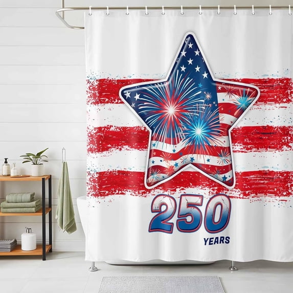 American Flag 250 Year Anniversary Shower Curtains for Bathroom ...