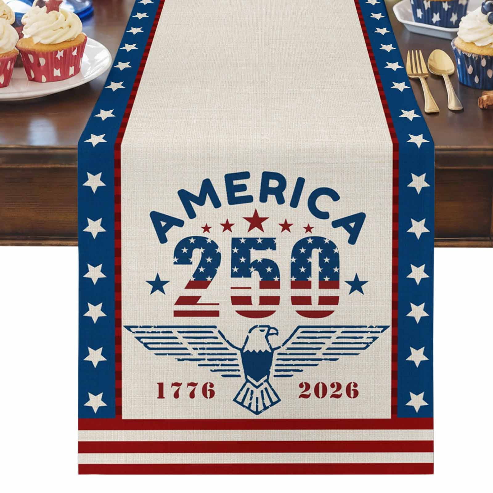 American Flag 250 Year Anniversary Table Runner 70 Inches Long for ...