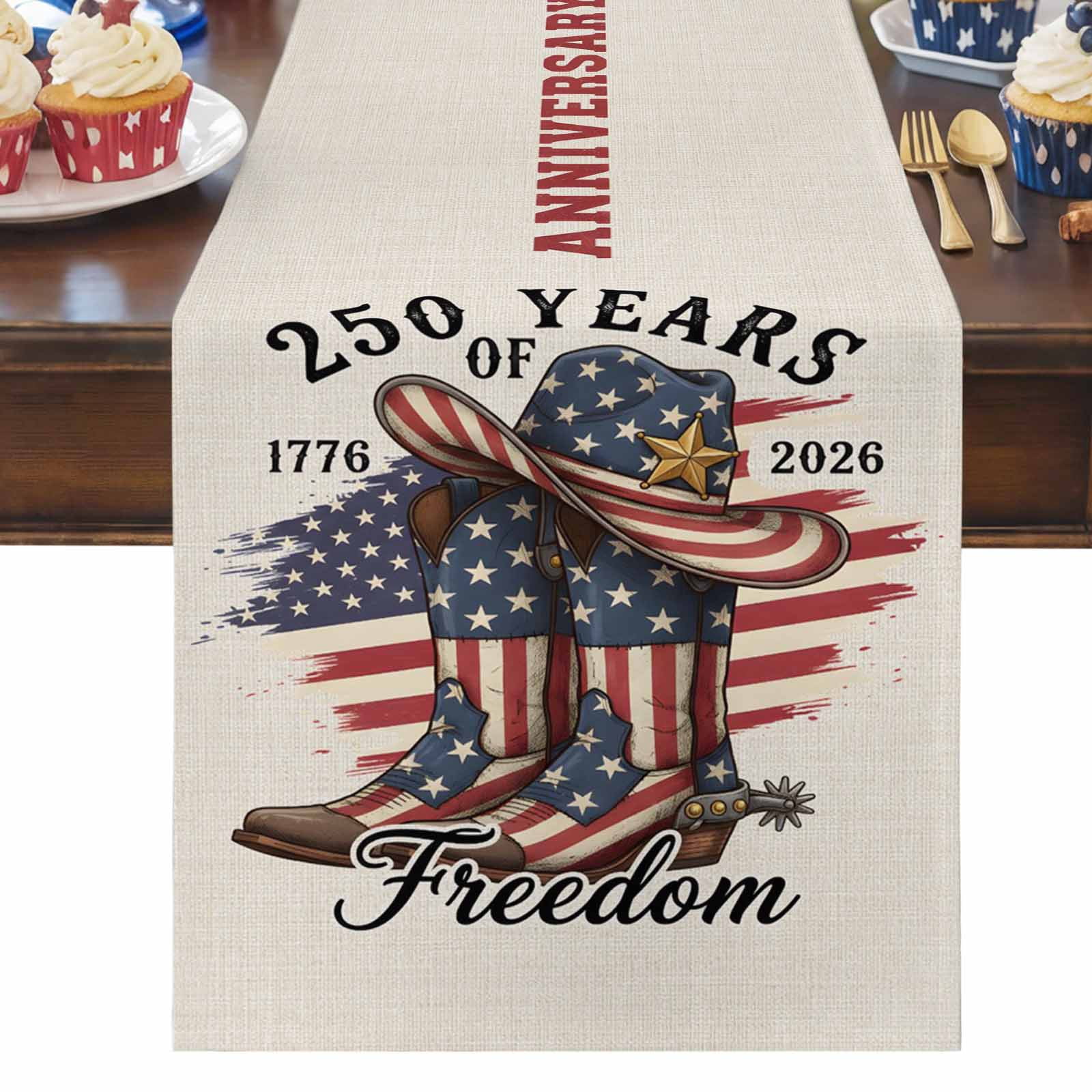 American Flag 250 Year Anniversary Table Runner 70 Inches Long for ...