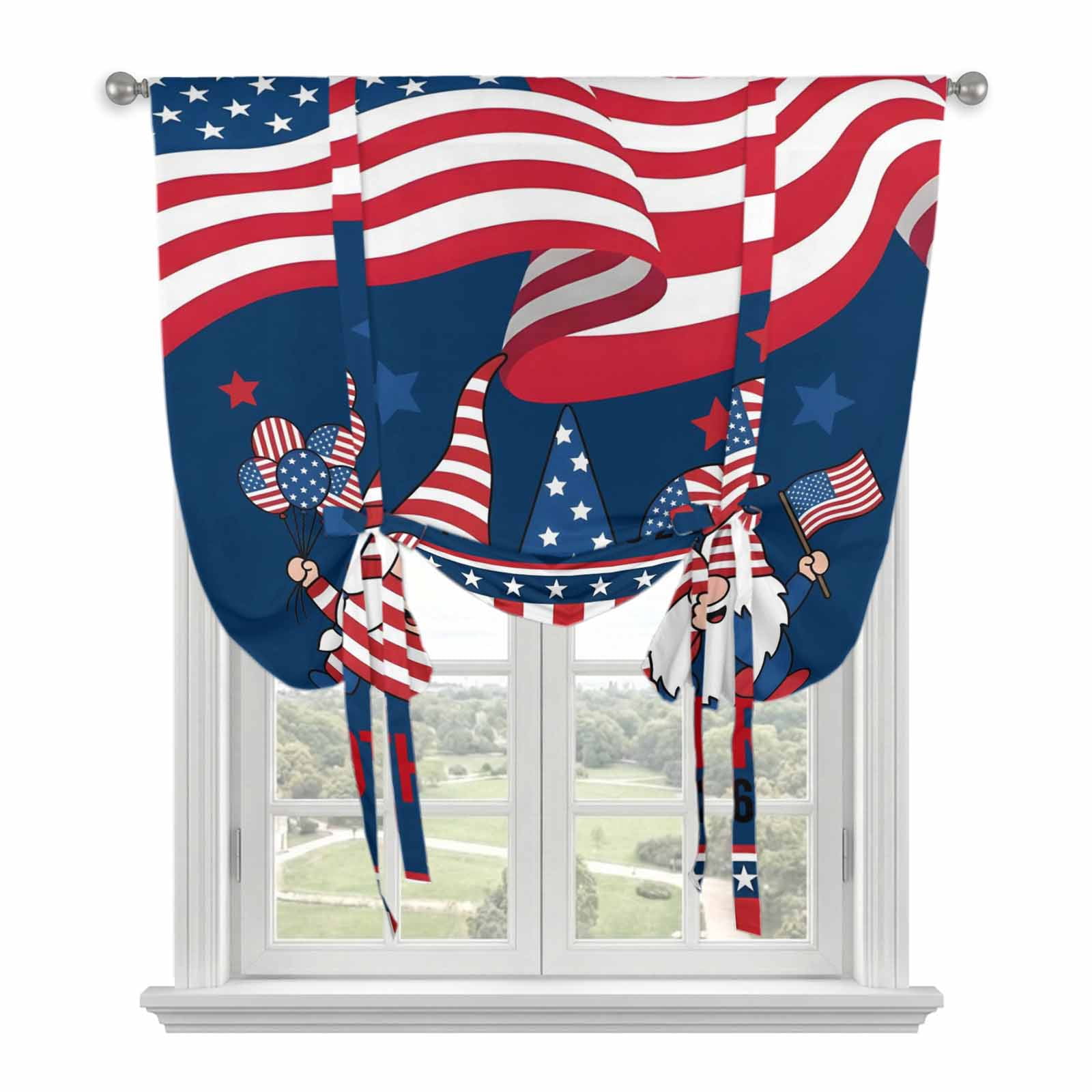 American Flag 250 Year Anniversary Tie Up Curtains for Window, Thermal ...