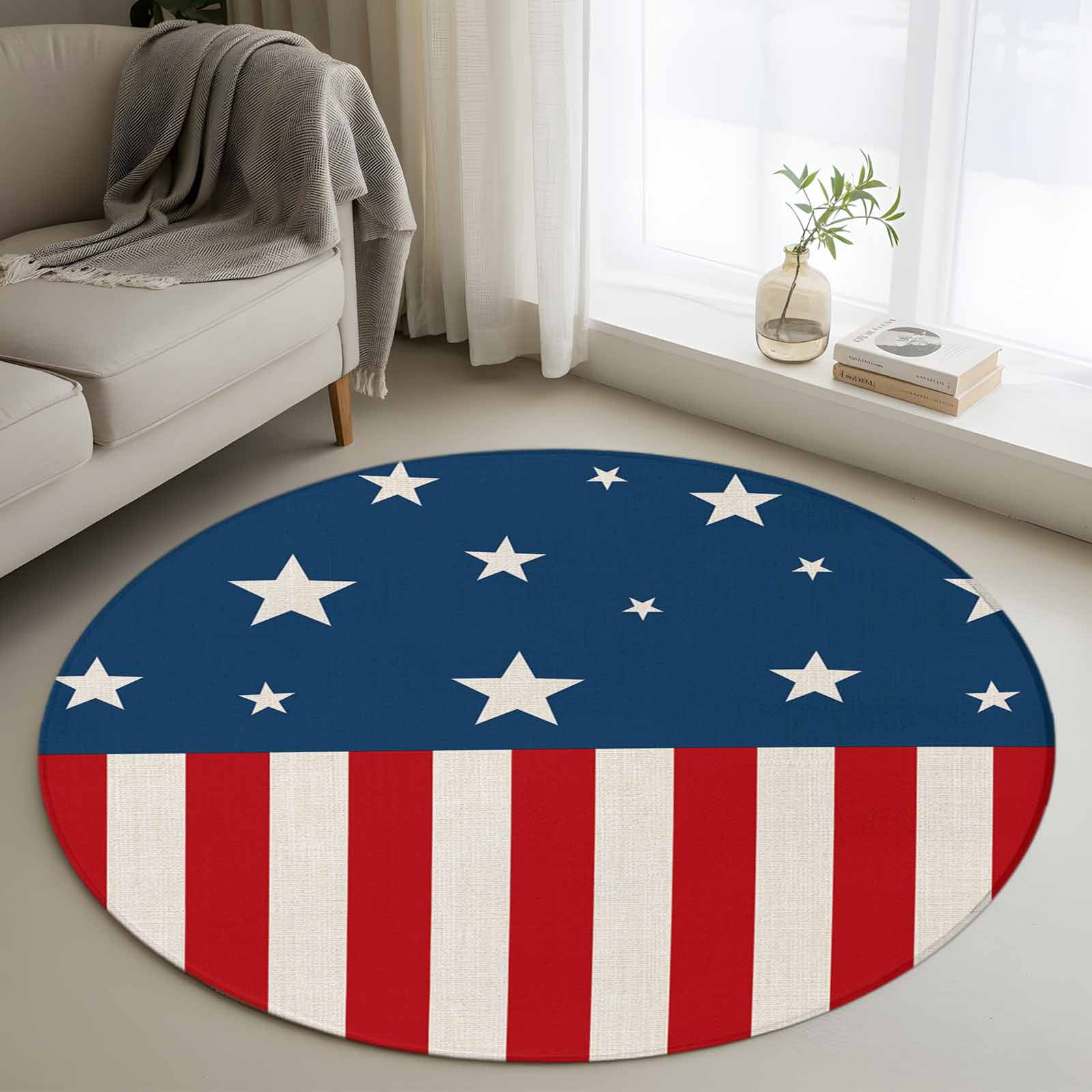 American Flag 3' Round Rug for Bathroom Accent Bedside Corner ...