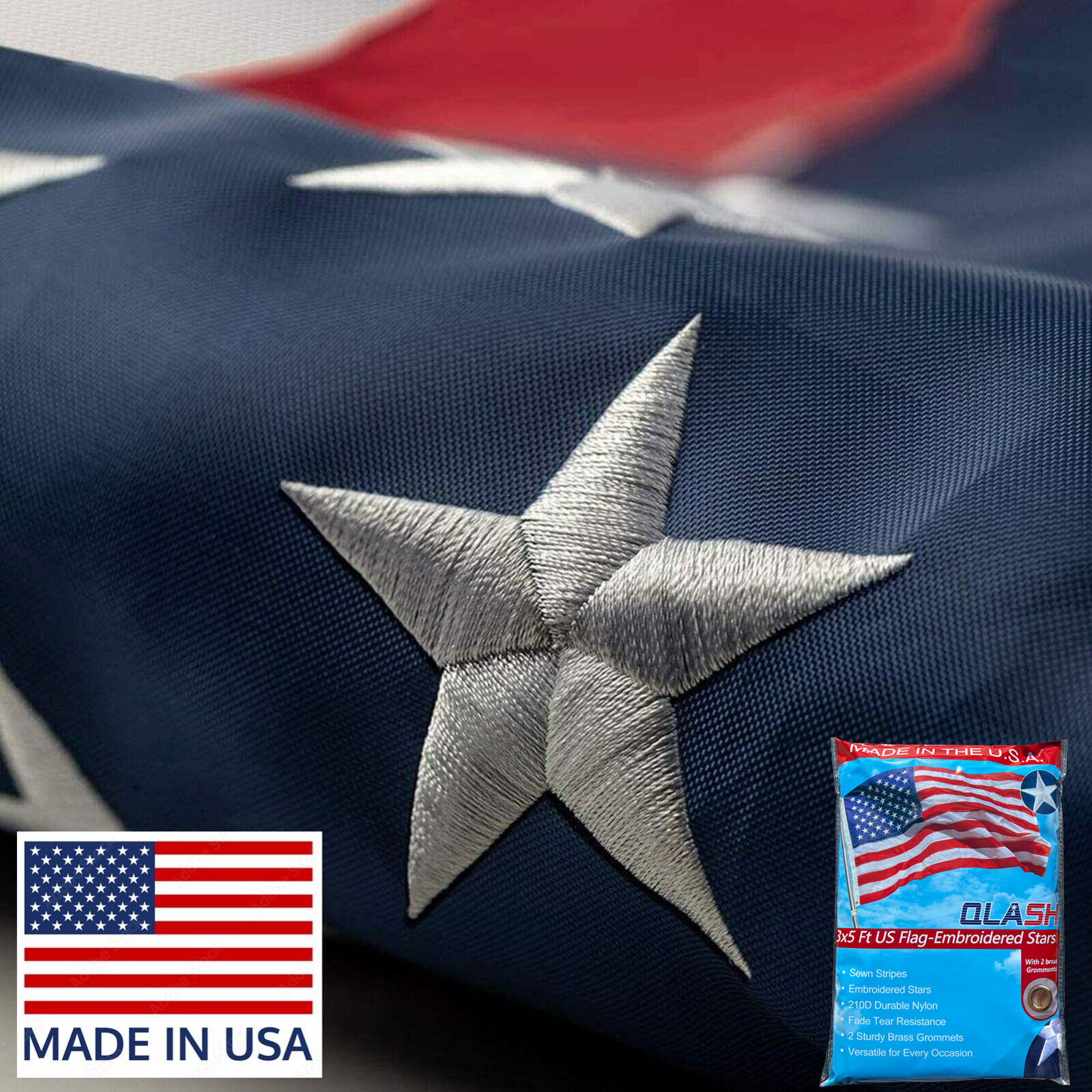 FRF 3' x 5' American Flag USA Heavy duty Nylon US Flags with ...