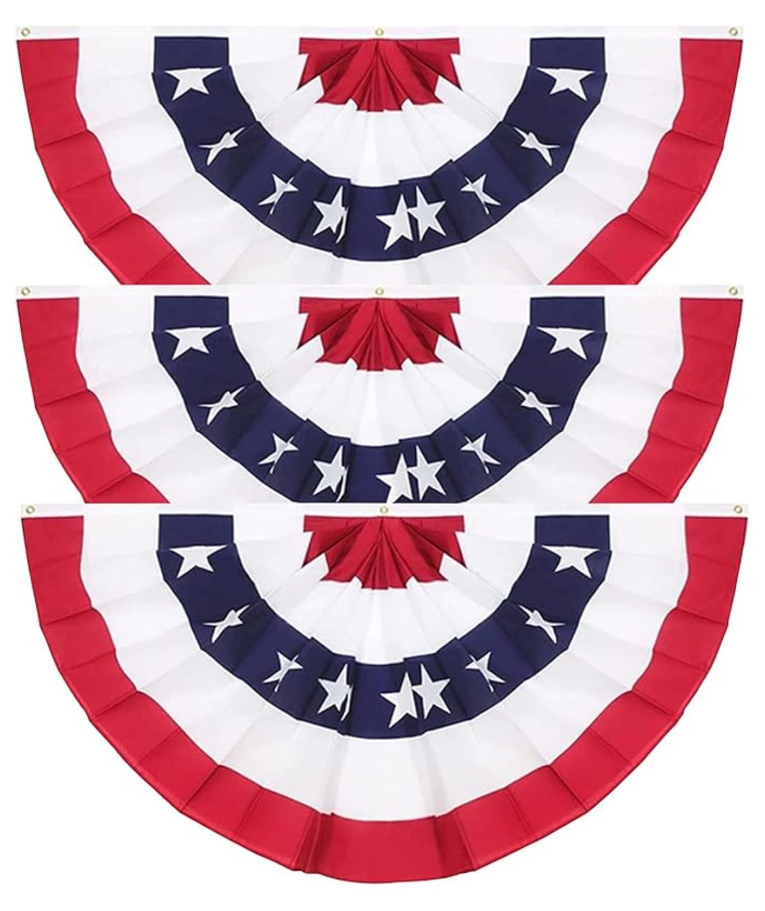American Flag 3x6 Ft Pleated Fan Bunting Set of 3 - USA Patriotic ...