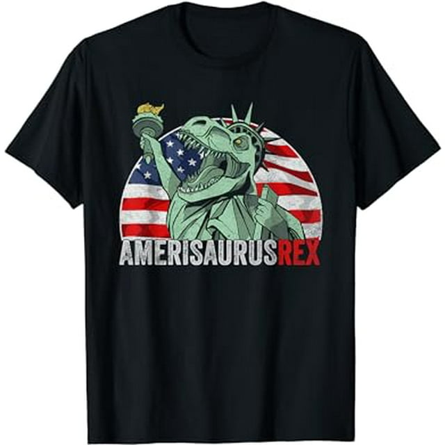 American Flag 4th of July T Rex Dinosaur Amerisaurus Rex Boy T-Shirt ...